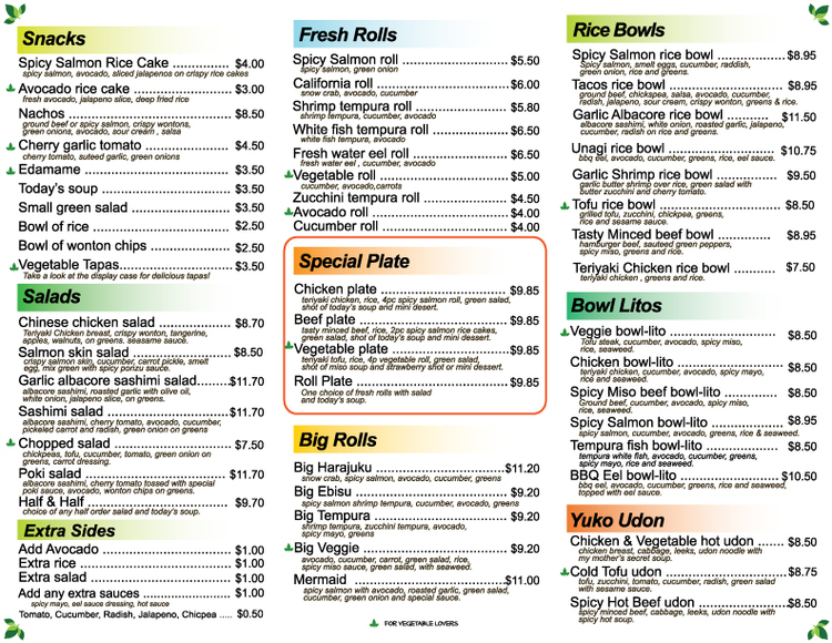 Yuko menu – Miracle Mile Residential Association